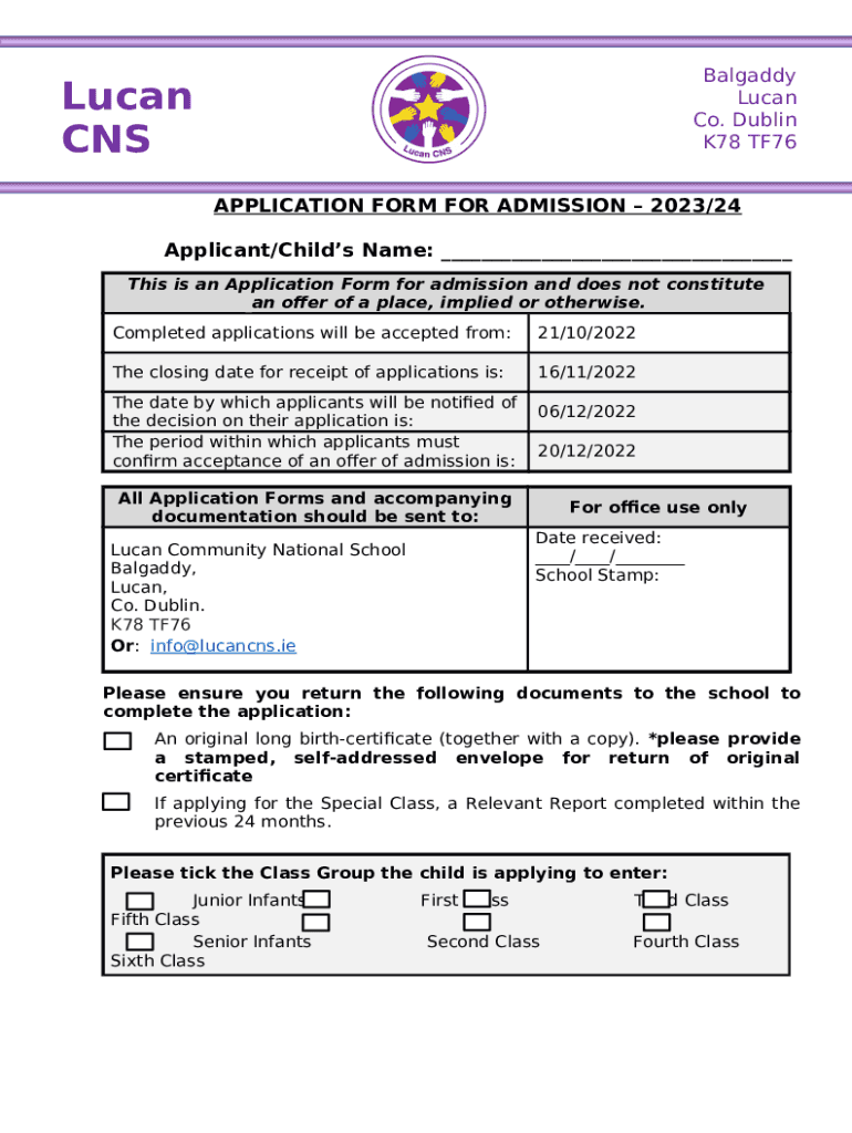 Lucan CNS Roll No Doc Template | pdfFiller