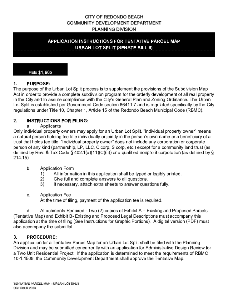 Fillable Online application instructions for tentative parcel map urban ...