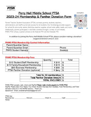 Fillable Online 2023-2024 PTSA Membership + Panther Donation Form. 2023-2024 PTSA Membership ...