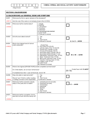 Fillable Online Verbal/social autopsy analysis of causes and ...