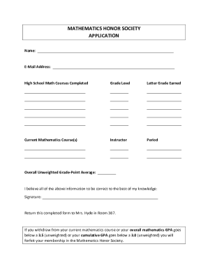 Fillable Online High School Math Courses Completed Fax Email Print - pdfFiller