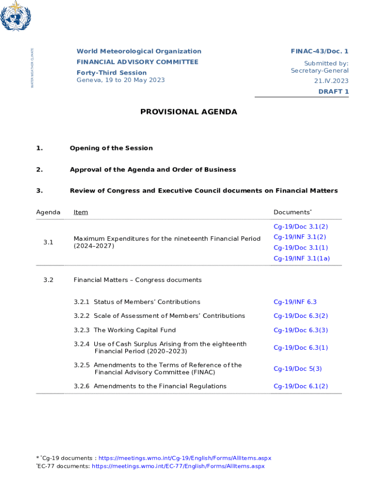 Launch of the WMO Provisional State of the Global Climate ... Doc Template | pdfFiller