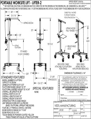 Fillable Online PORTABLE WORKSITE LIFT - LIFTER-2 - V E S T I L D O Fax ...