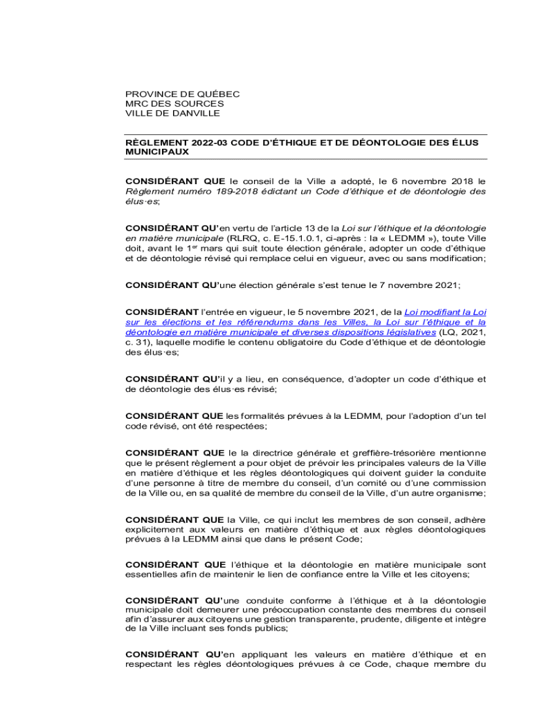 Remplissable En Ligne Code d'thique et de dontologie des lus - Ville de Pont-Rouge Fax Email ...