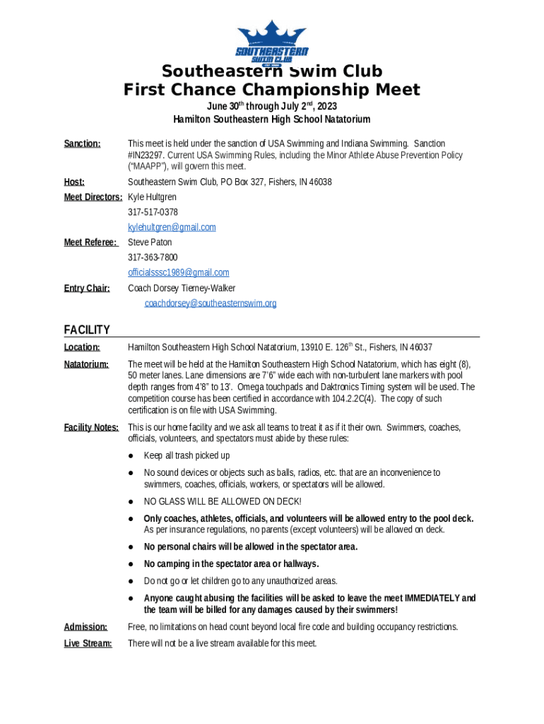 Southeastern Swim Club of Fishers, Indiana - Championship ... Doc ...
