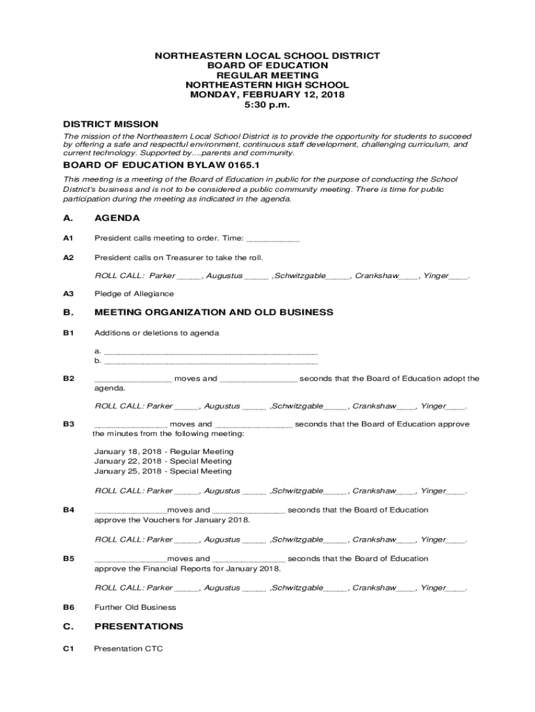 Fillable Online Northeastern Local School District, Ohio, elections Fax ...