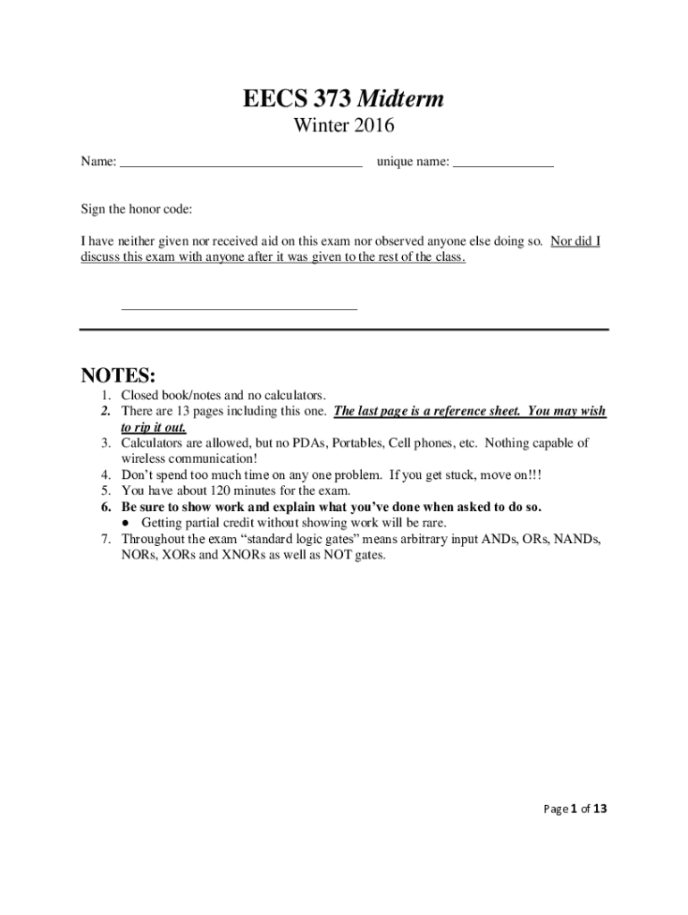 Fillable Online EECS 270 Midterm 1 Exam Closed book portion - dokumen.tips Fax Email Print ...