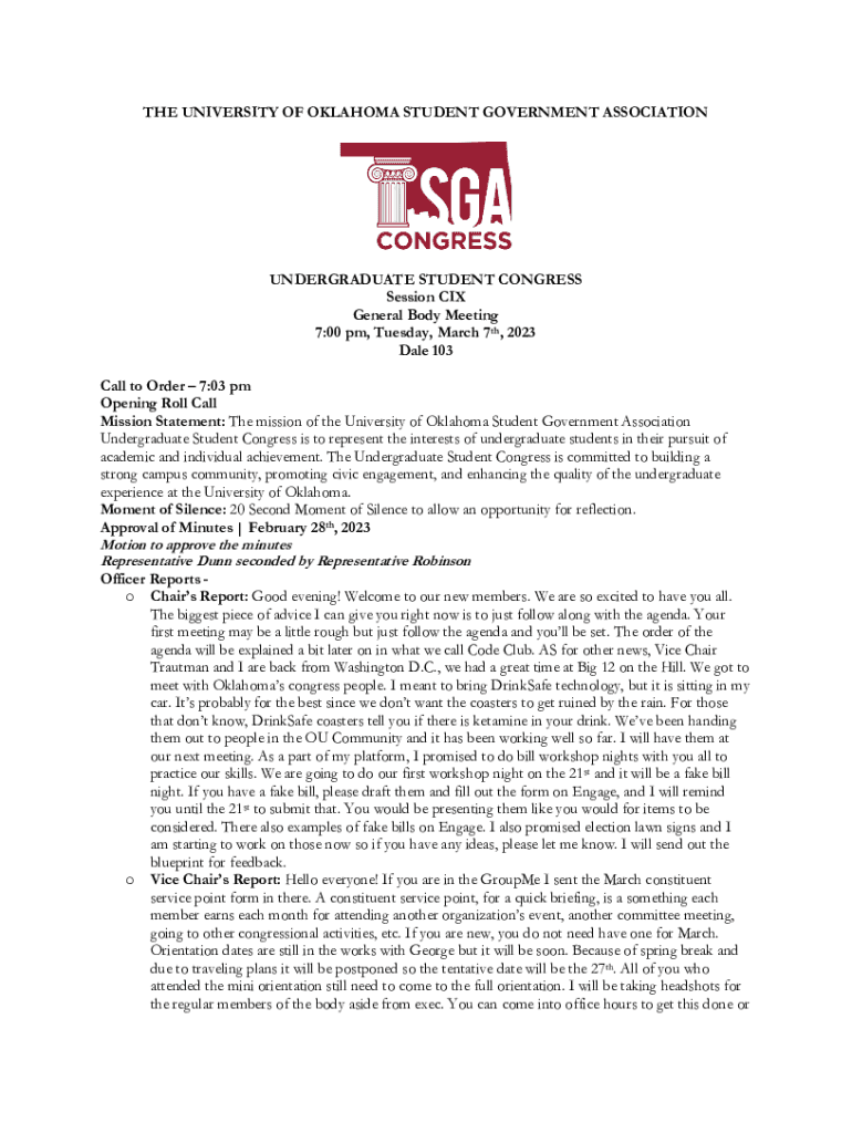 Fillable Online OU SGA Presidential and Vice Presidential Forum 2023 ...