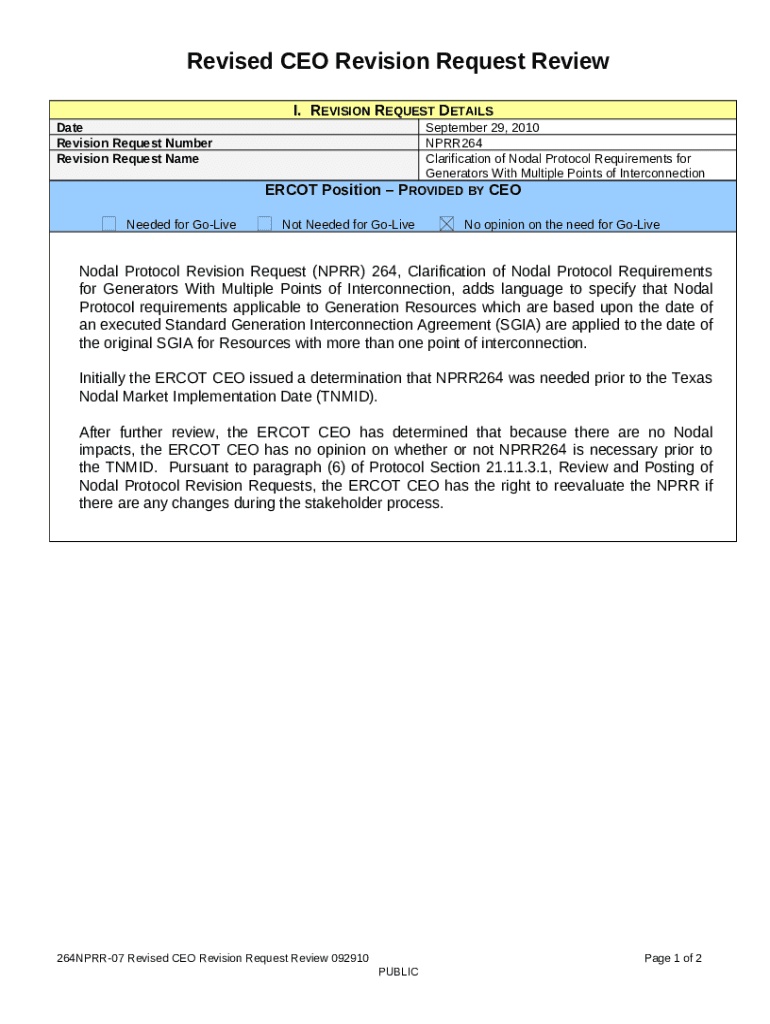 NPRRs264 Clarification of Nodal Protocol Requirements ... Doc Template ...