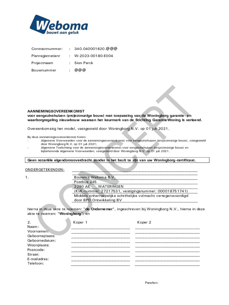 Invulbaar Online Algemene Voorwaarden voor de aannemingsovereenkomst ...