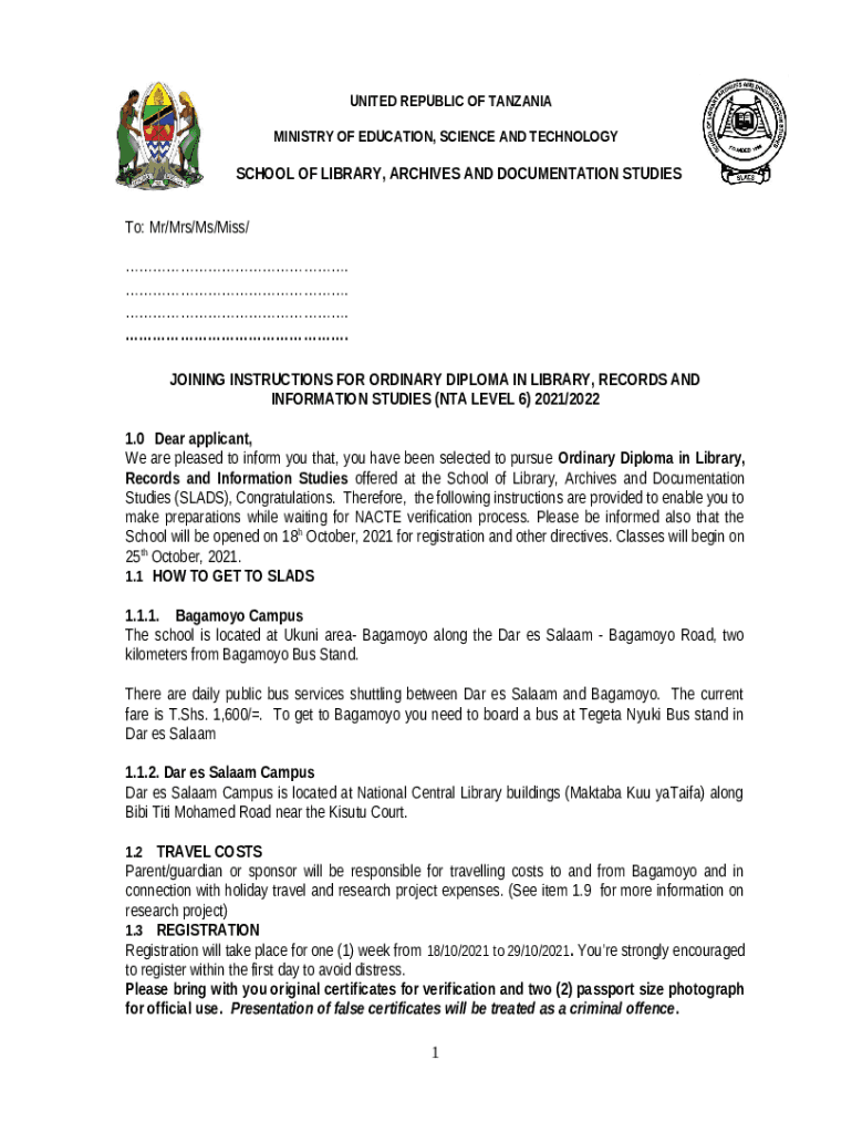 Fillable Online JOINING INSTRUCTIONS FORM Fax Email Print - pdfFiller