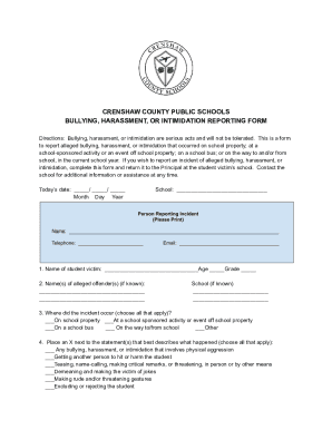 Fillable Online Bullying Harassment Form Fax Email Print - pdfFiller