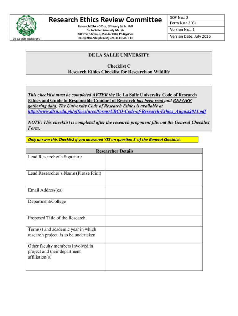 Fillable Online Application for Research Ethics ReviewDLSU Fax Email ...