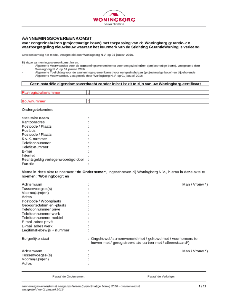 Overeenkomstig het model, vastgesteld door Woningborg N Doc Template ...