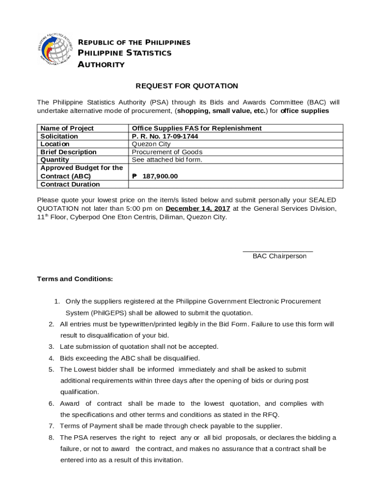 Office Supplies FAS for Replenishment Doc Template | pdfFiller