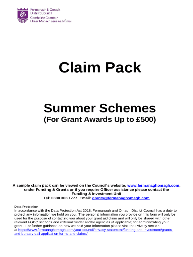 Claim Packs Doc Template | pdfFiller
