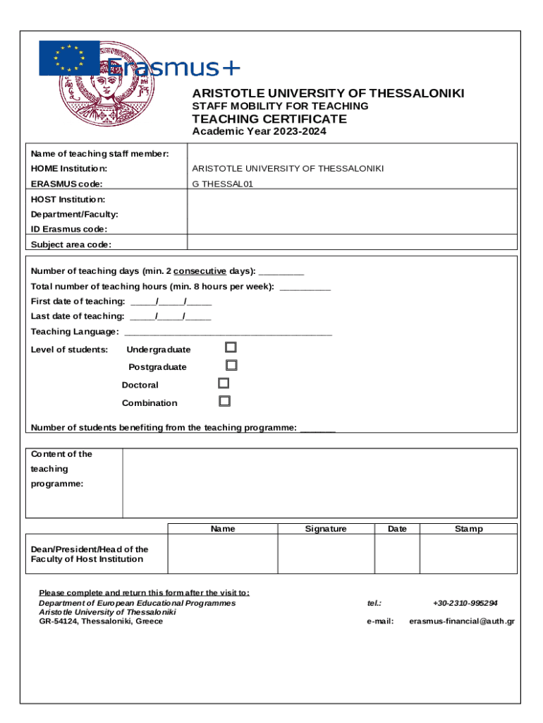 Erasmus Staff Training week Aristotle University of ... Doc Template ...