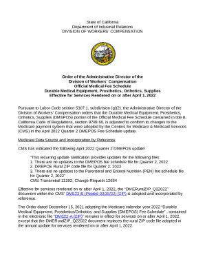 Administrative Director Update Order DMEPOS Quarter 2 of 2022 Doc ...