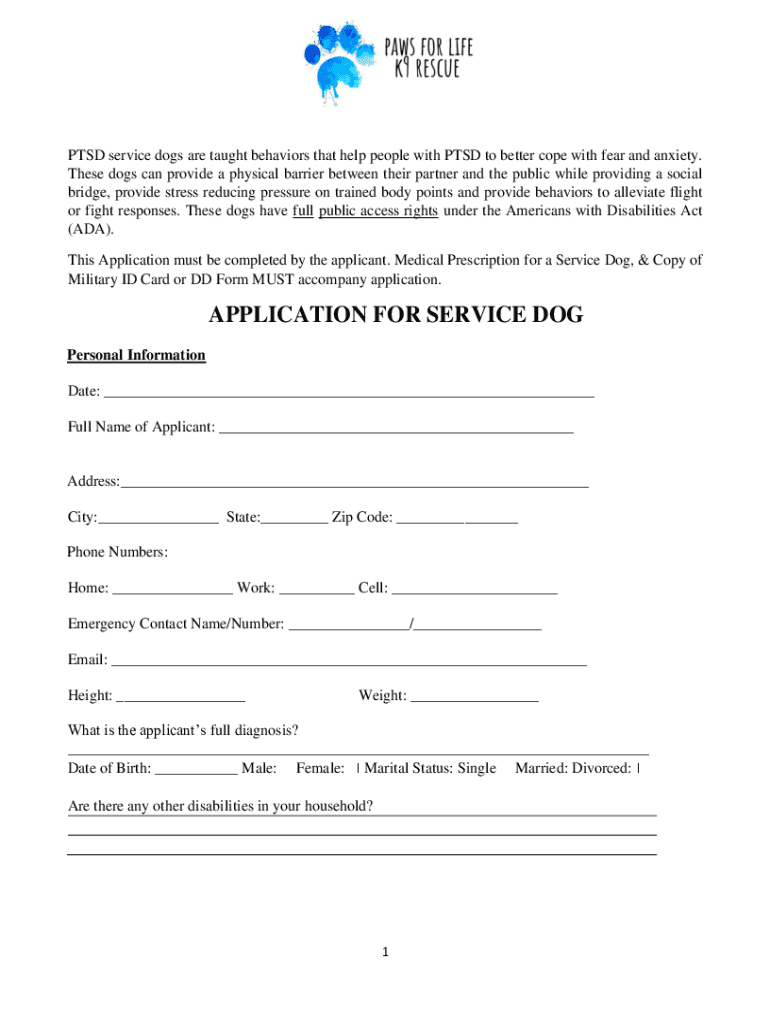 Fillable Online Service Dogs Can Be Invaluable in Helping People with ...
