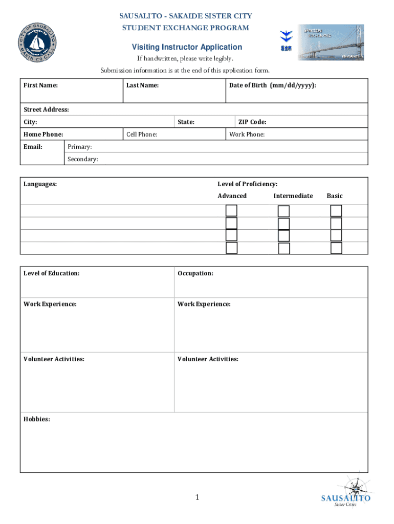Fillable Online Bethlehem Japan Student Exchange Application Fax Email Print - pdfFiller