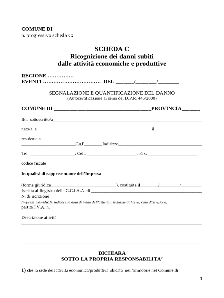 MODULO C1 Ricognizione dei danni subiti e domanda di ... - protezionecivile regione emilia ...