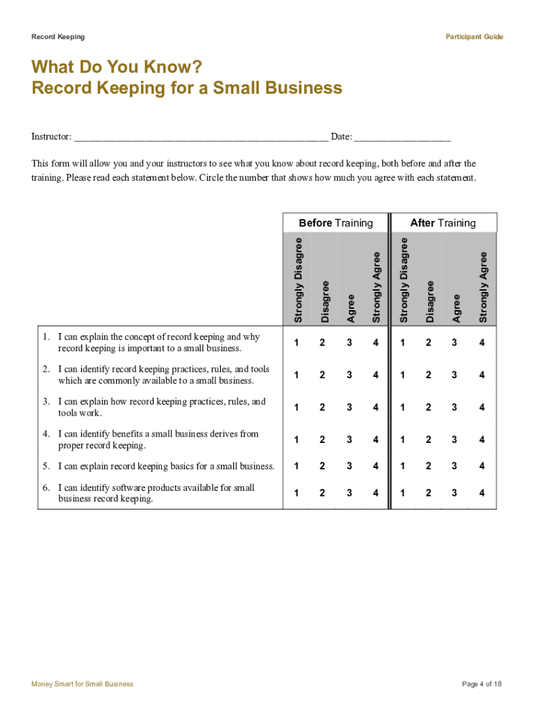 Fillable Online Record Keeping for a Small Business. Record Keeping for ...