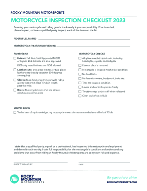 Fillable Online A Pre-Ride Inspection Checklist for Your Motorcycle Fax ...