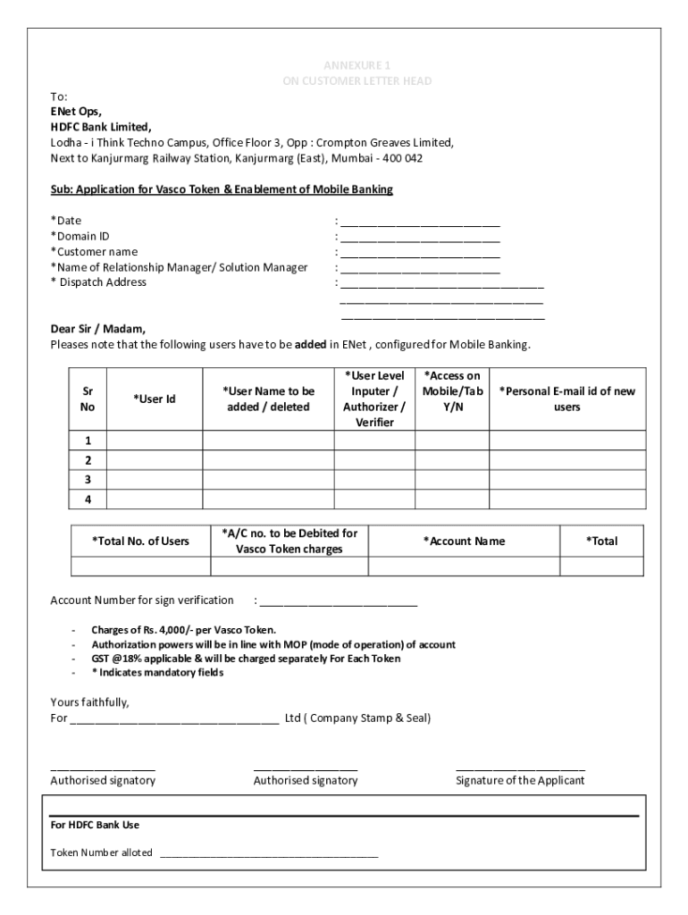 Fillable Online Application for 'ENet'Corporate Internet Banking ...