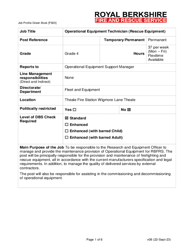 Fillable Online FORM - Job Profile Template Green Book Fax Email Print ...
