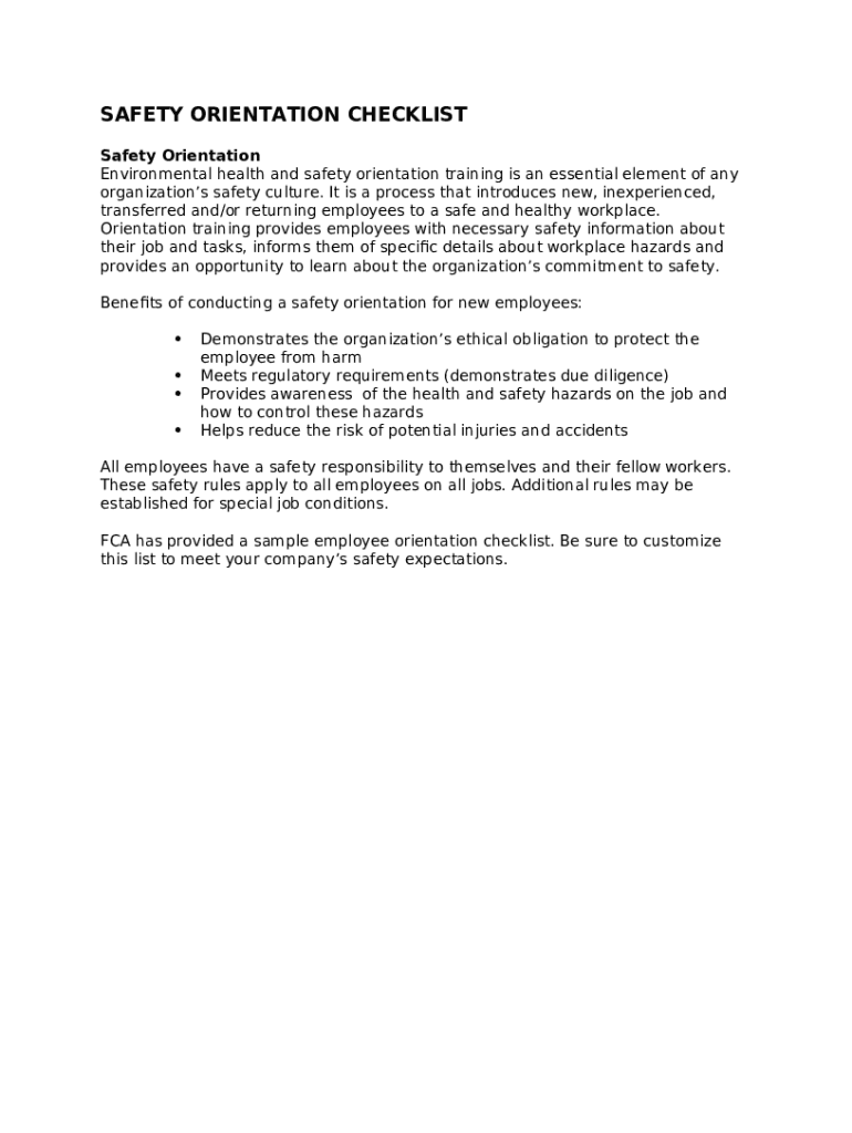 The Importance of Safety Orientation in the Workplace Doc Template ...
