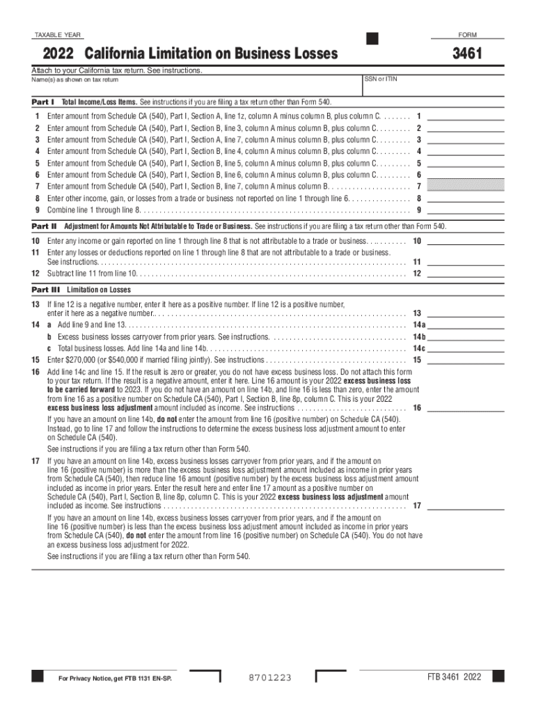 Fillable Online 2022 Instructions for Form FTB 3461 - Franchise Tax ...