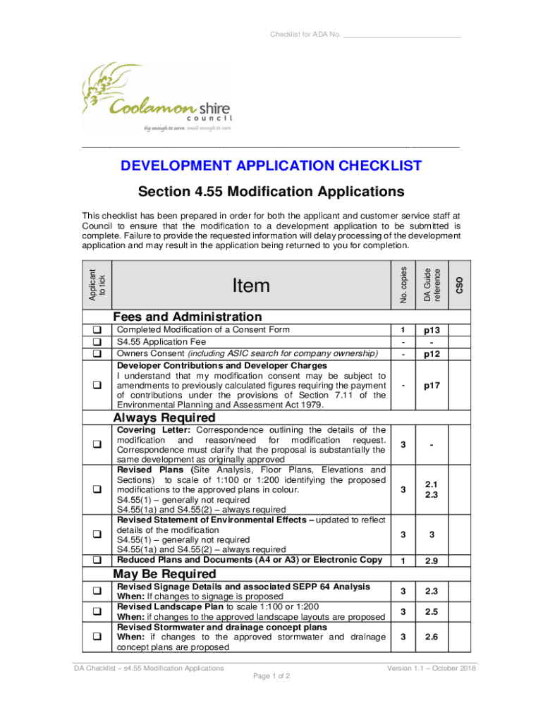 Fillable Online DEVELOPMENT AGREEMENT MODIFICATION CHECKLIST Fax Email ...