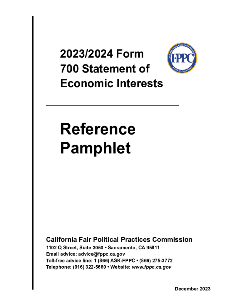 Fillable Online 2024 Statement of Economic Interests (SEI)Form 700 ...