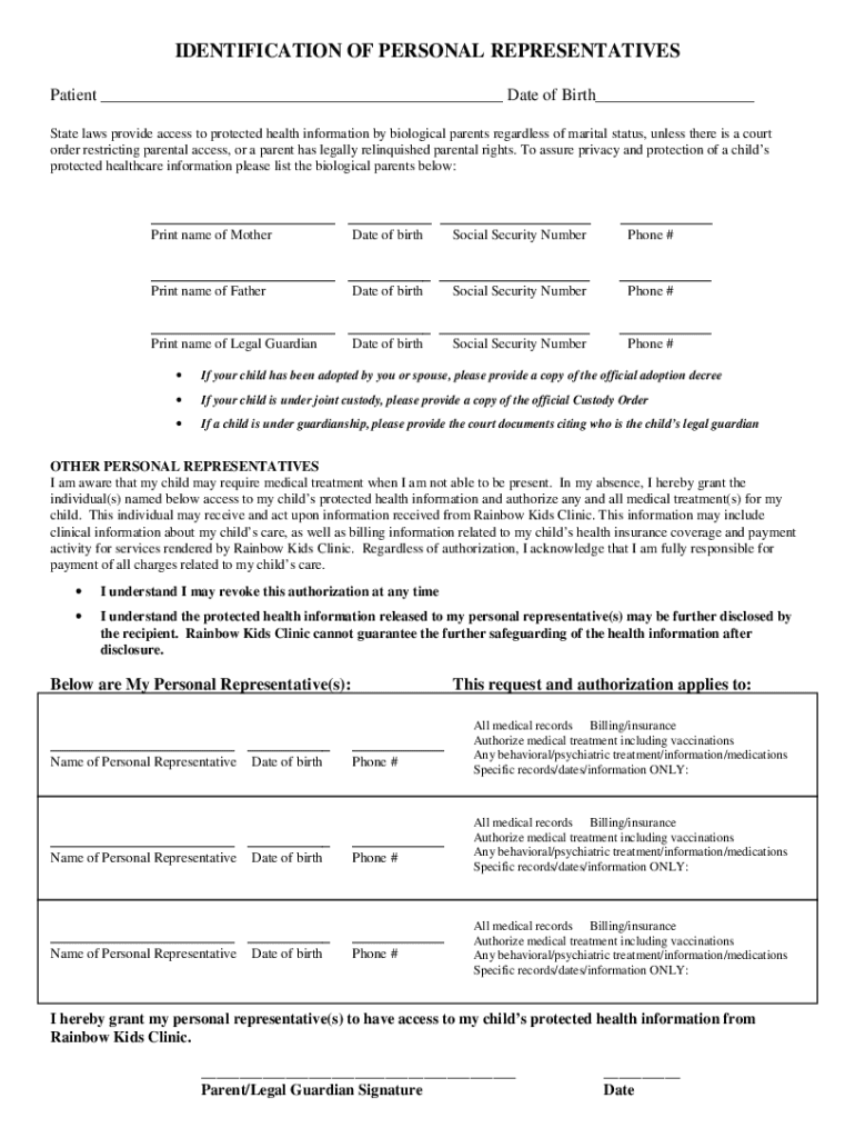 Fillable Online IDENTIFICATION OF PERSONAL REPRESENTATIVES Fax Email ...