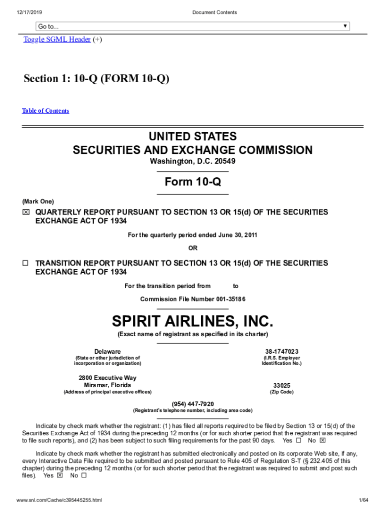 Fillable Online Form 10-K - Spirit Airlines, Inc. Fax Email Print - pdfFiller