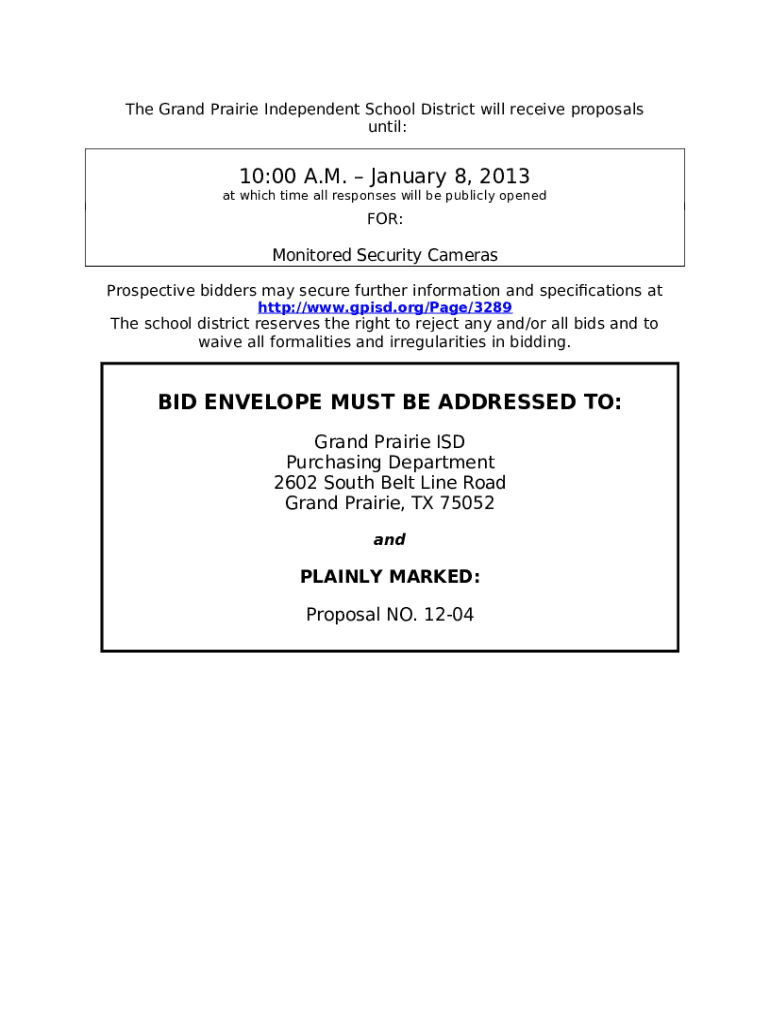 procedures for sealed bids or proposals Doc Template | pdfFiller