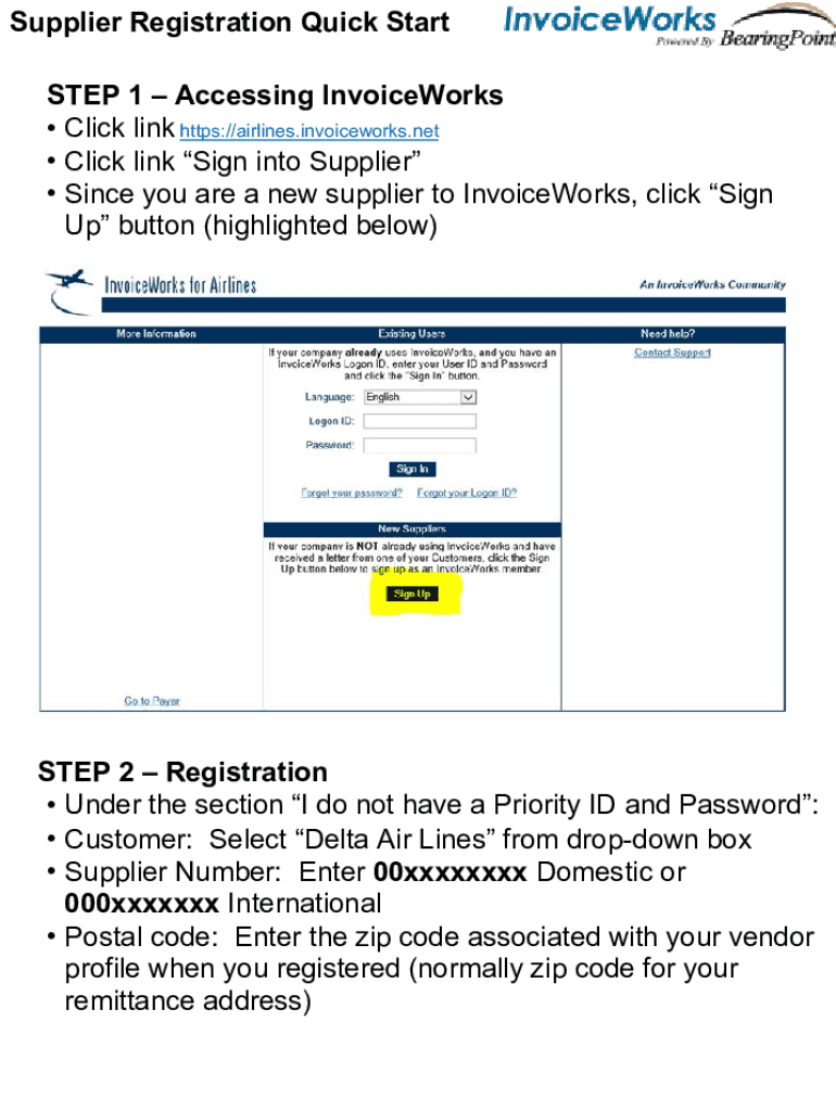 Fillable Online Supplier Registration Quick Start STEP 1Accessing ...