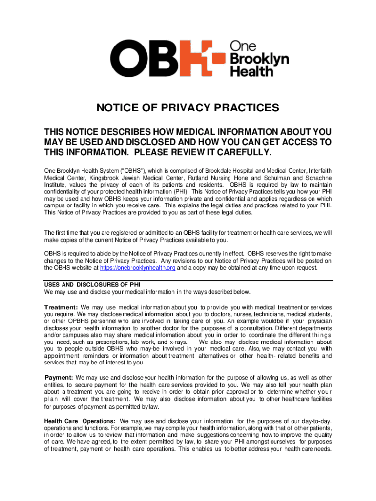 Fillable Online One Brooklyn Health System (OBHS), which is comprised of Brookdale Hospital and ...