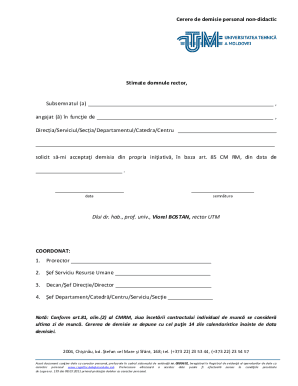 Fillable Online Cerere de demisie personal non-didactic domnule ... Fax ...