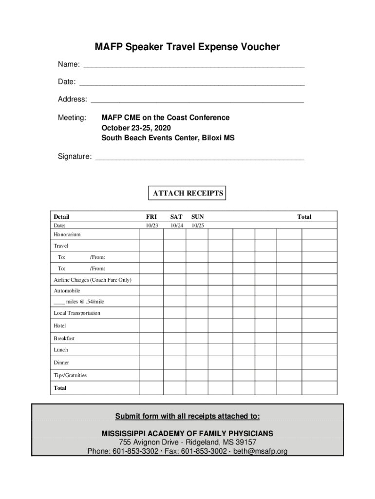 Fillable Online MAFP Travel Expense Voucher Fax Email Print - pdfFiller