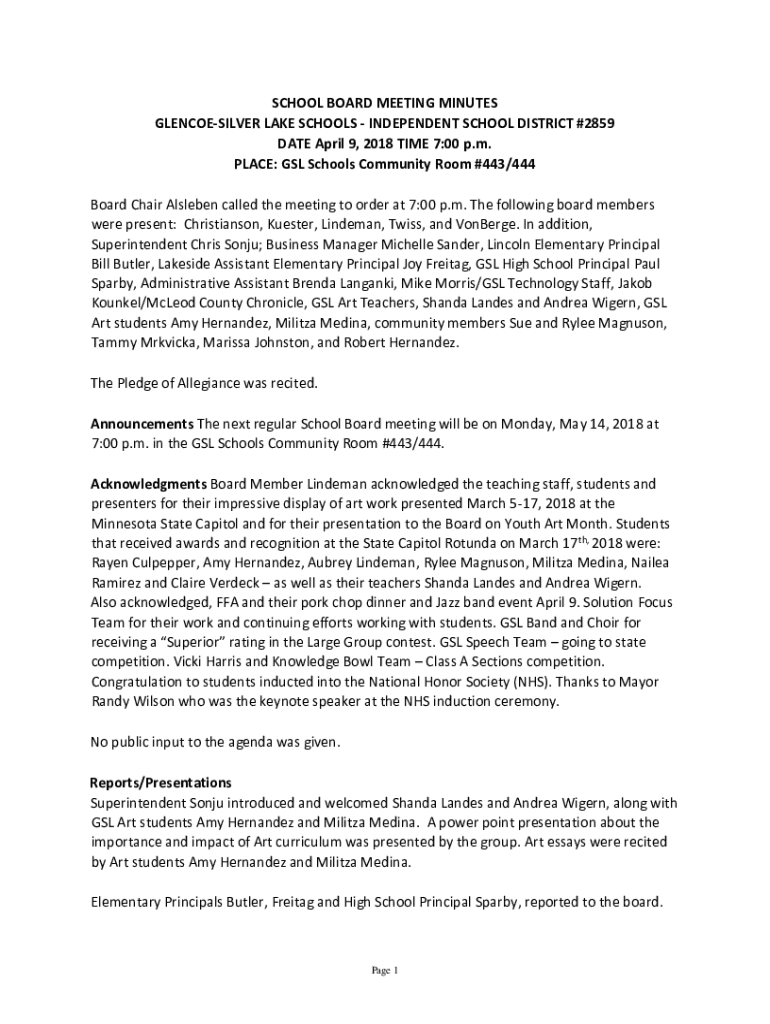 Fillable Online were present: Christianson, Kuester, Lindeman, Twiss ...