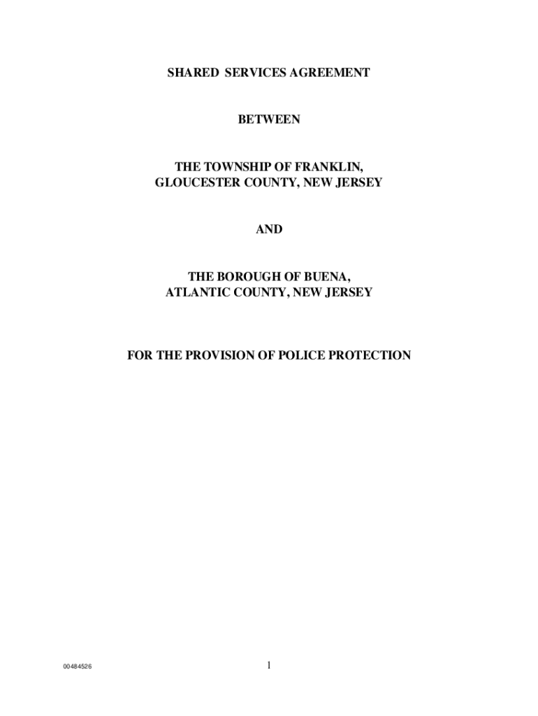 Fillable Online SHARED SERVICES AGREEMENT BETWEEN THE TOWNSHIP OF ...