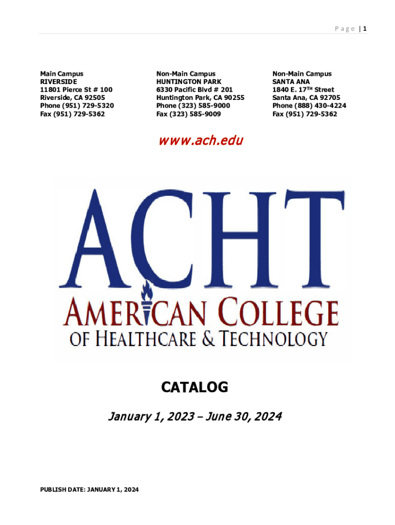 Fillable Online Visit ACHT - American College of Healthcare and ...