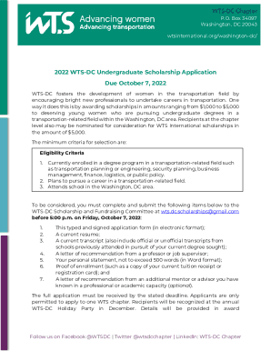 Fillable Online Scholarships - Washington DC Chapter Fax Email Print ...