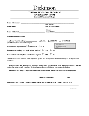 Fillable Online TUITION REMISSION PROGRAM APPLICATION FORM Fax Email ...