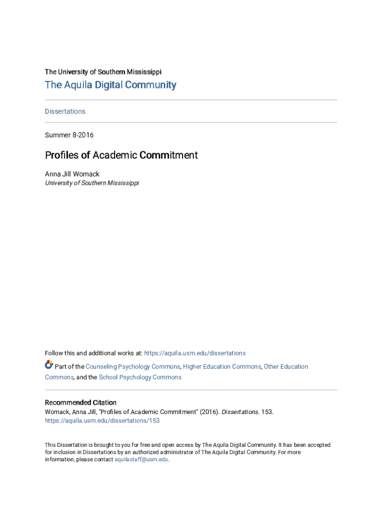 Fillable Online "Profiles of Academic Commitment" by Anna Jill Womack ...