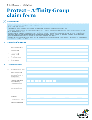 Fillable Online Protect affinity group claim form Fax Email Print ...