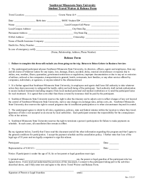 Fillable Online Travel Release and Waiver Form Fax Email Print - pdfFiller