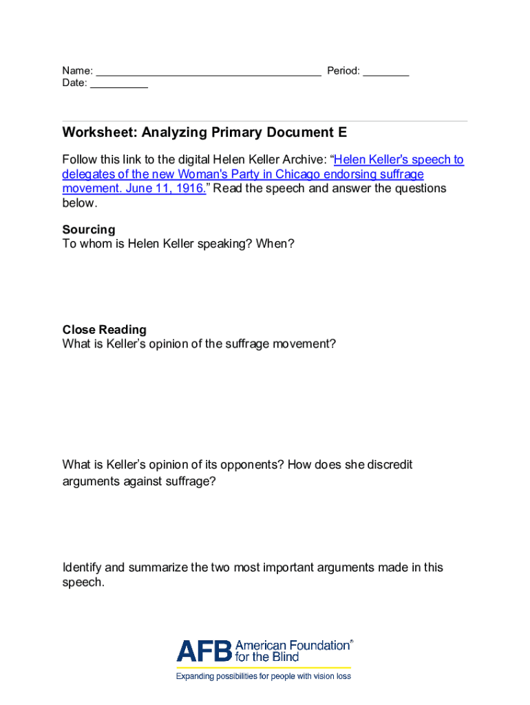 Fillable Online Worksheet: Analyzing Primary Document E Fax Email Print - pdfFiller