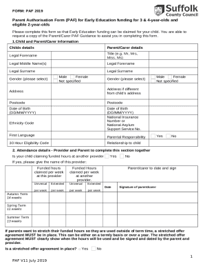 Parent Authorisation (PAF) for Early ... - Bows & Arrows Doc Template ...